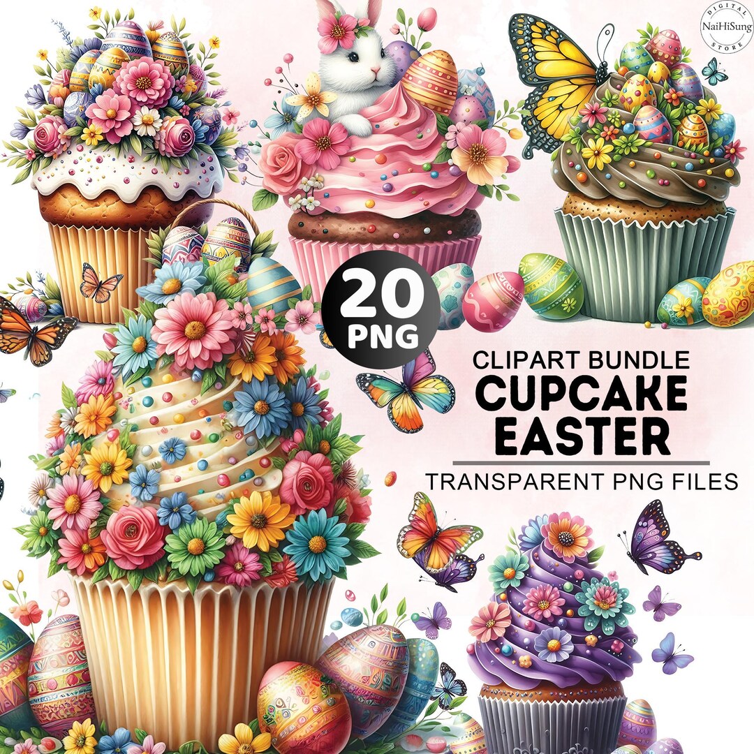 20+ Sweet Easter Desserts Bundle Clipart PNG, Watercolor Easter ...