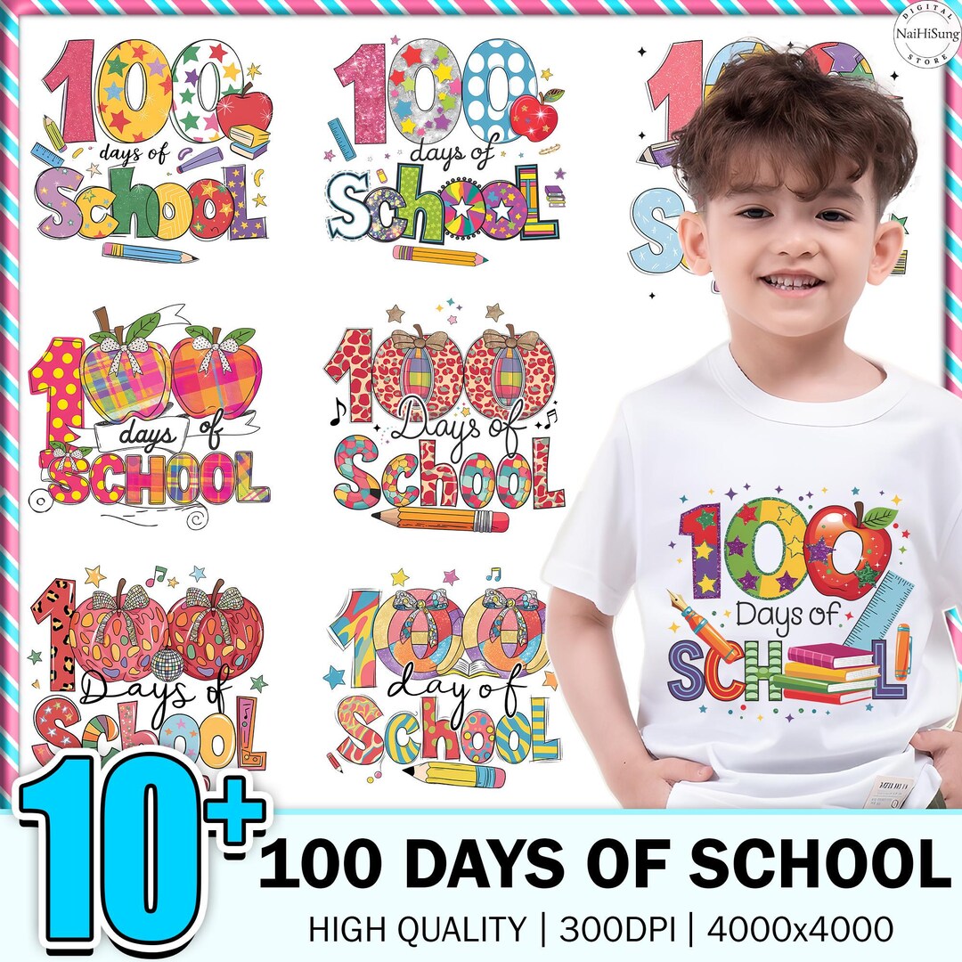 10 Celebrate 100 Days Clipart Bundle, 100 Days of School Clipart, Happy ...