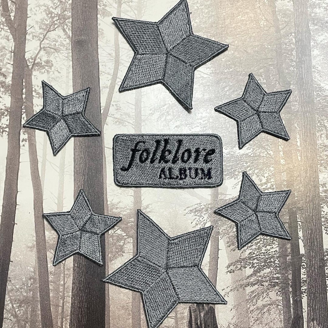 Folklore Patch and 6 Pcs Set Folklore Embroidered Stars From the Black ...