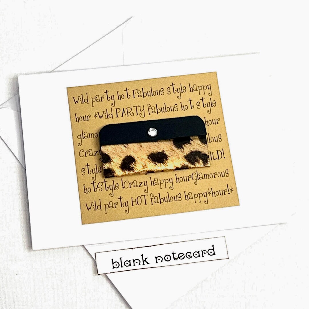 Cheetah Print Handbag Theme Card, Fancy Black & Gold Embellished, Glam ...
