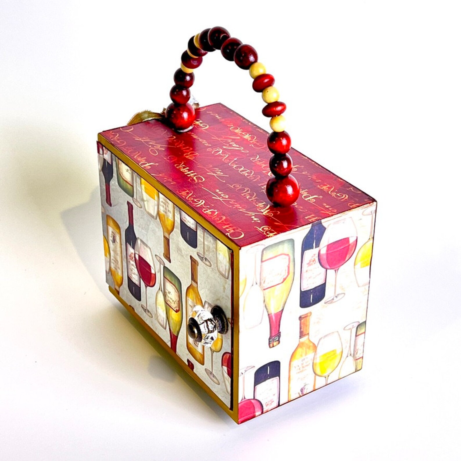 Wine Tasting Purse, Vintage Wine Print Handbag With Cork, Small ...