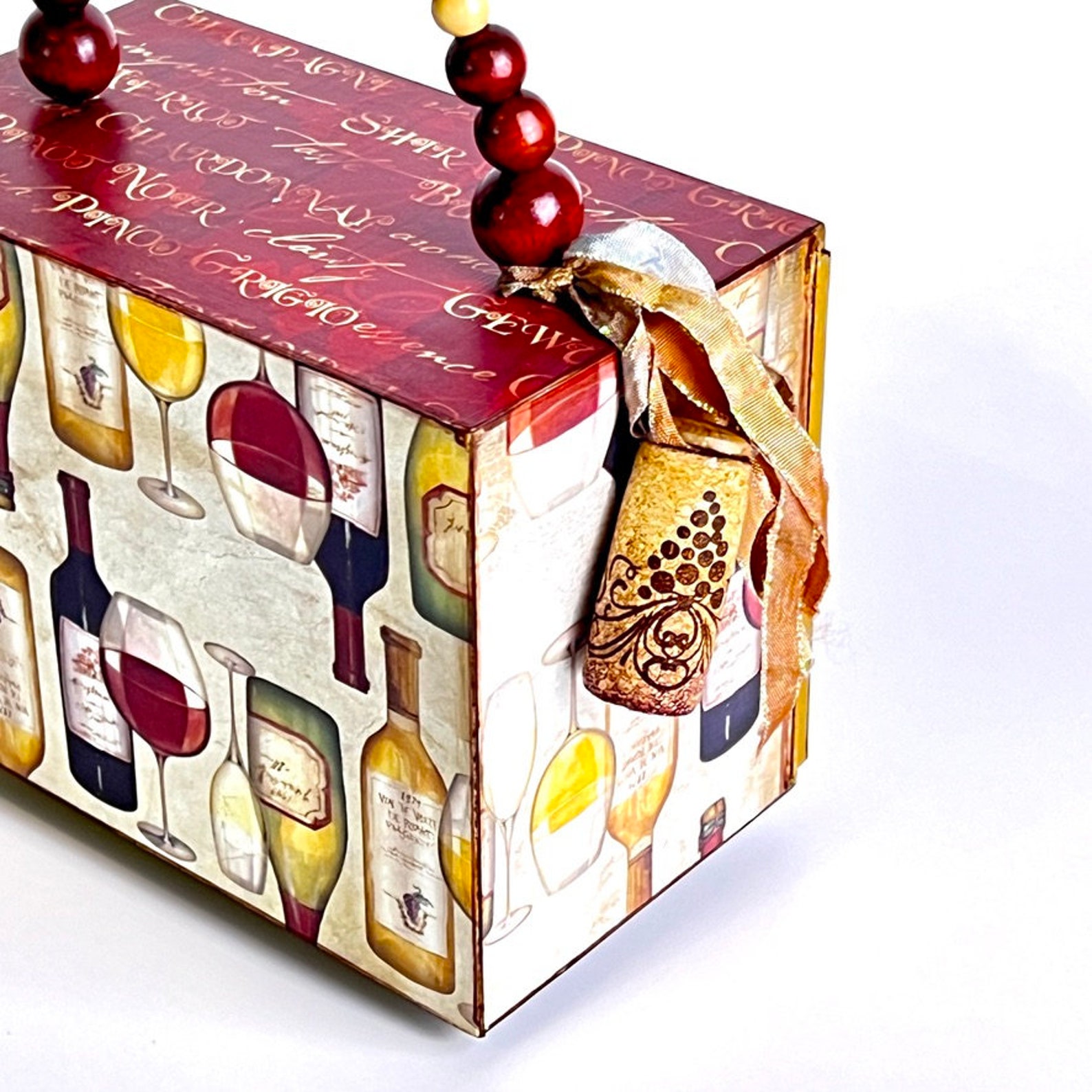 Wine Tasting Purse, Vintage Wine Print Handbag With Cork, Small ...