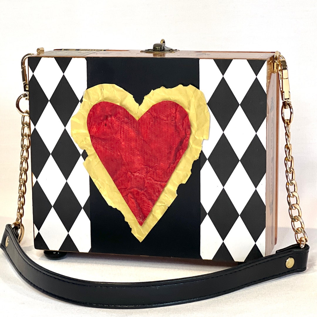 Red Heart Handbag, Queen of Hearts Harlequin Purse, Black White Red ...