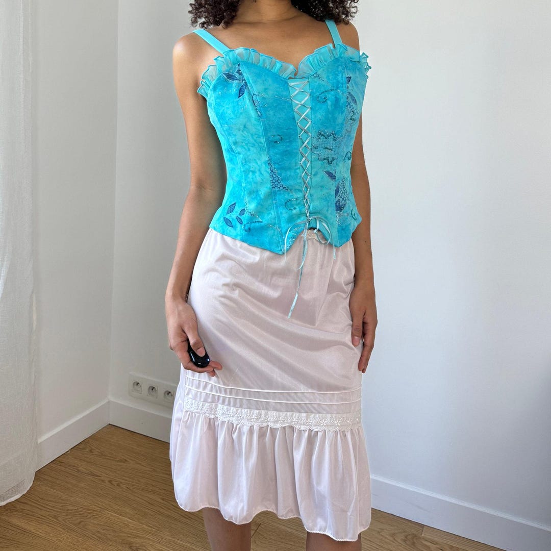Vintage Turquoise Corset Top (M) - Etsy
