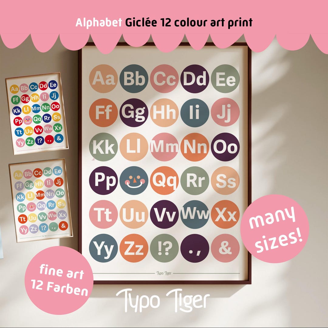 Illustration Alphabet Poster Letters Art Print ABC Poster Minimalist ...