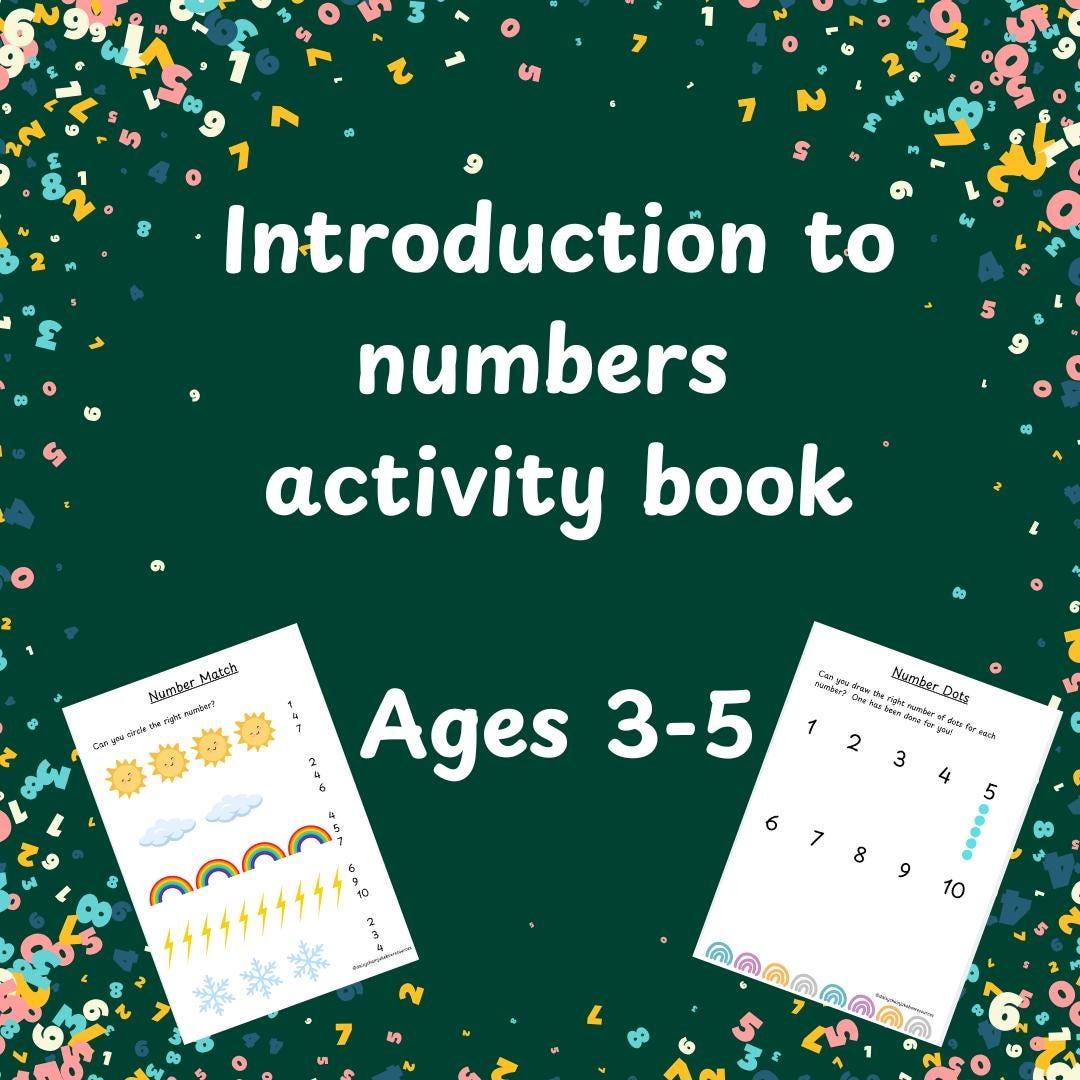 Introduction to Numbers EYFS Workbook. Pre School Counting Resource ...