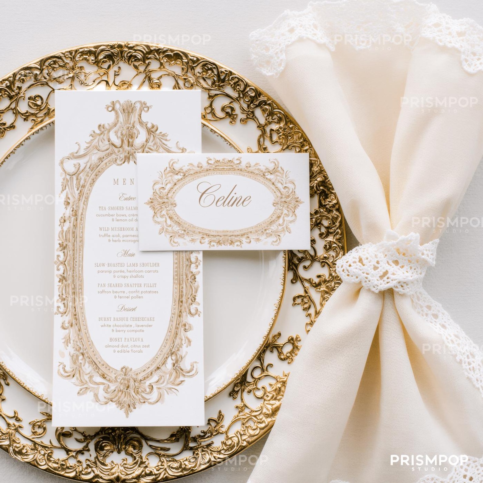Vintage Gold Menu and Place Card Printable Royal Template, Baroque Menu ...