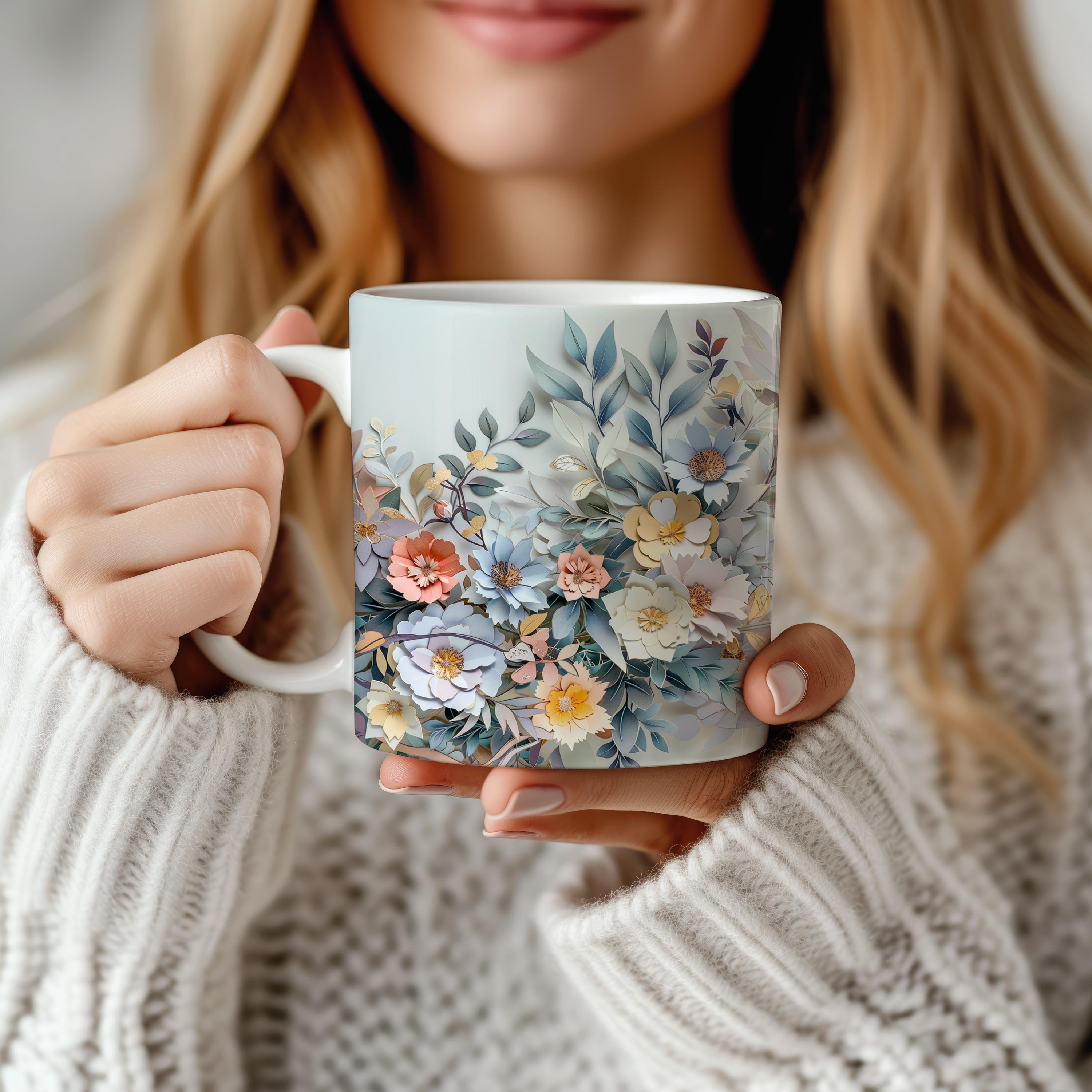 Boho Floral Mug, Cottagecore Coffee Mug, Wildflower Mug 11 Oz & 15 Oz ...