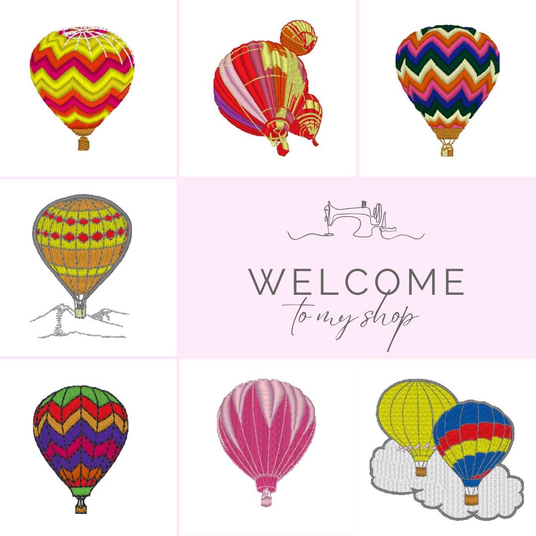Hot Air Balloons Digital Embroidery Files Set of 7 Dst,exp,hus,jef,pes ...