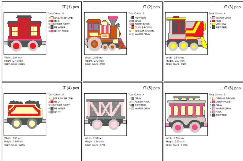 Train Set Childrens Digital Machine Embroidery Files Set of 9 Dst,exp ...