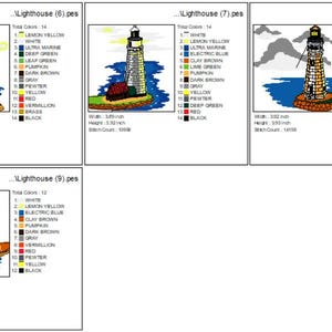 Lighthouses Out to Sea Digital Embroidery Files Set of 16 Dst,exp,hus ...