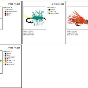 Fishing Flies Digital Embroidery Files Set of 16 ( Set 2 ) Dst,exp,hus ...