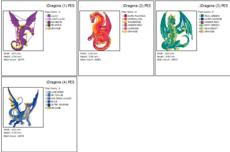 Dragons Magical Legendary Creatures Digital Machine Embroidery Files ...