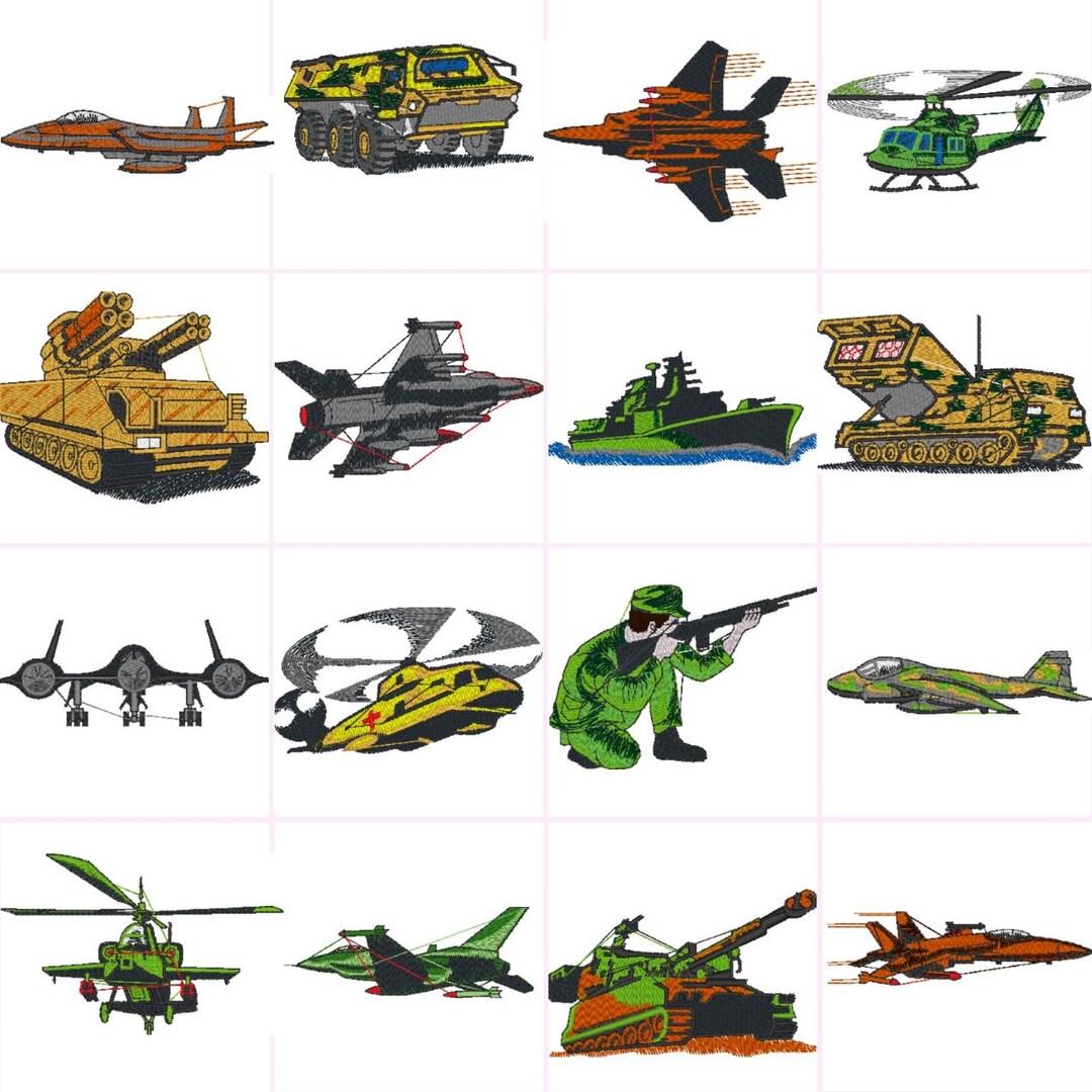 Military Airforce Army Navy Combat Digital Embroidery Files Set of 16 ...