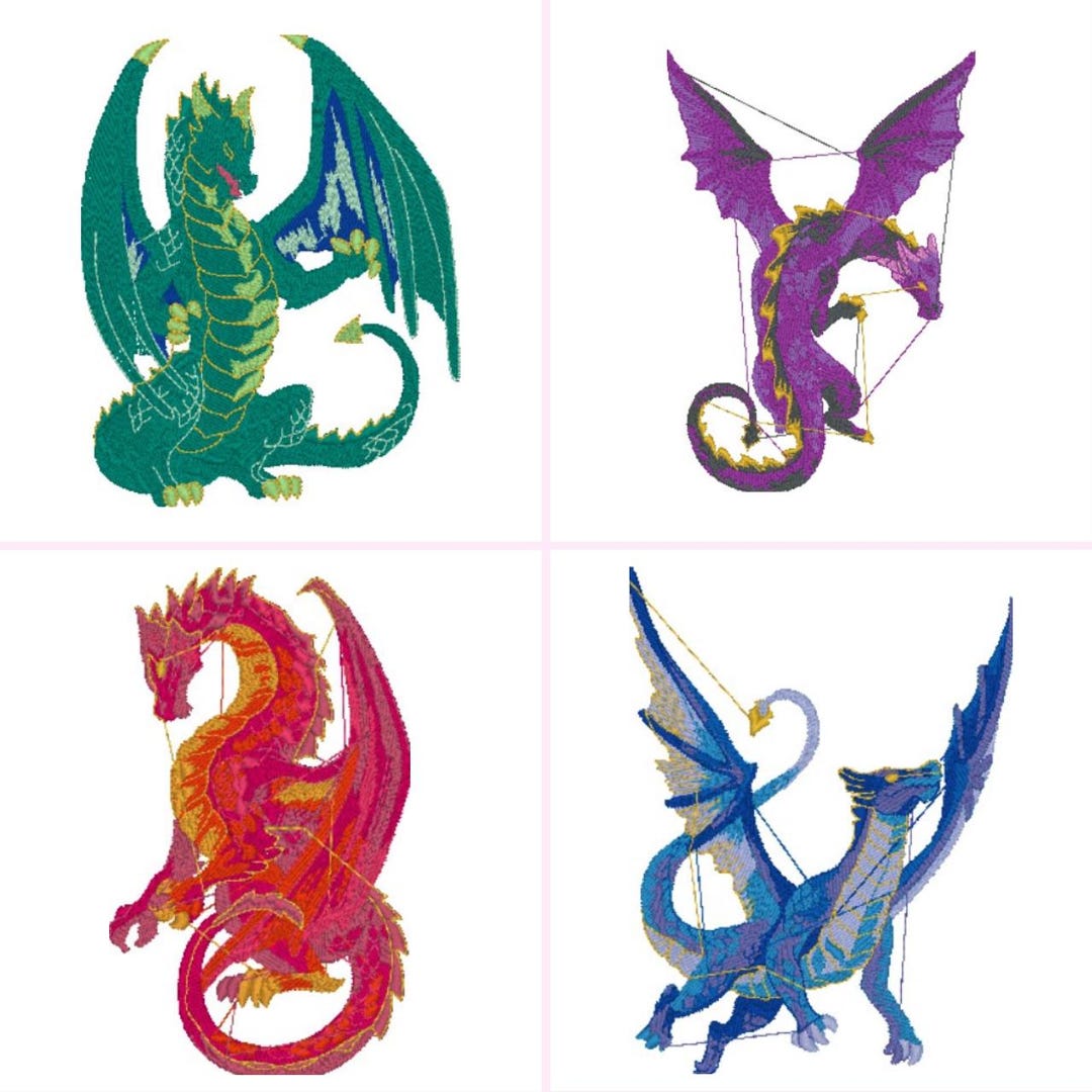 Dragons Magical Legendary Creatures Digital Machine Embroidery Files ...