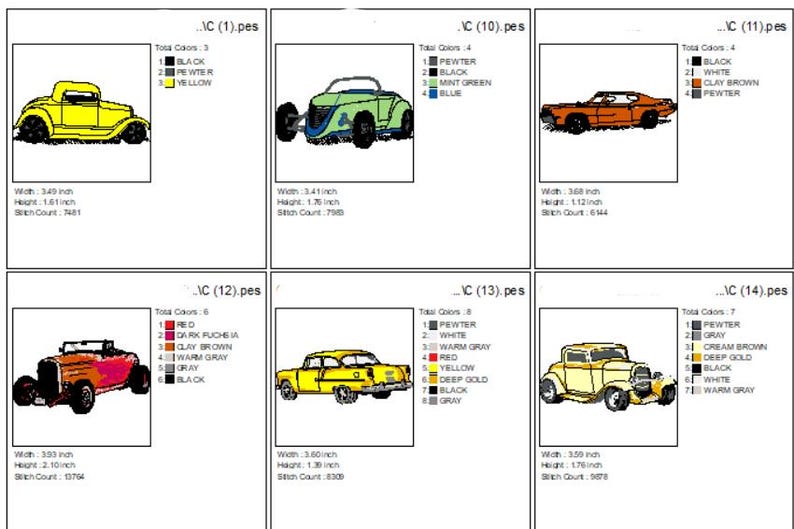 Cars Classic Old Vintage Digital Embroidery Files Set of 25 Dst,exp,hus ...