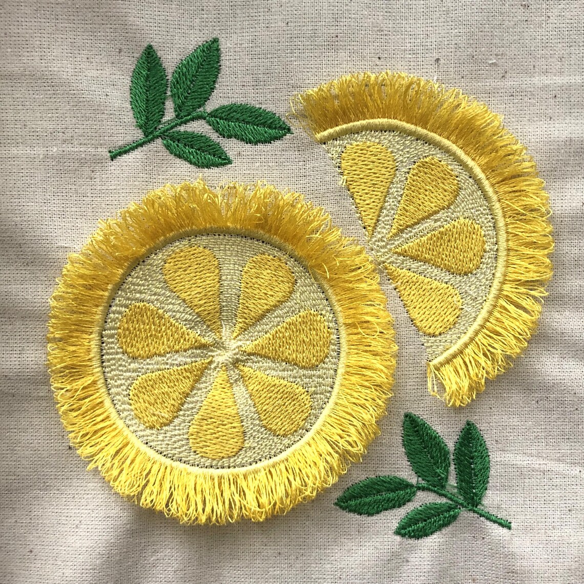 Lemon / Orange and a Slice With Fluffy Fancy Edges to Cut Embroidery ...