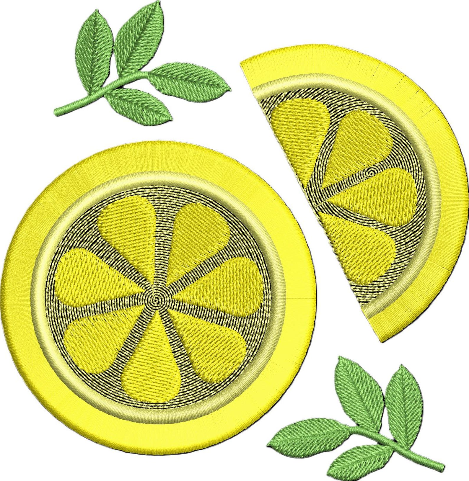 Lemon / Orange and a Slice With Fluffy Fancy Edges to Cut Embroidery ...