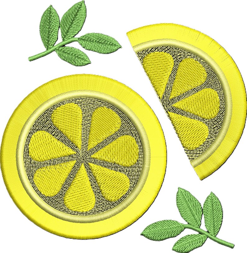 Lemon / Orange and a Slice With Fluffy Fancy Edges to Cut Embroidery ...