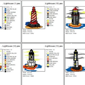 Lighthouses Out to Sea Digital Embroidery Files Set of 16 Dst,exp,hus ...