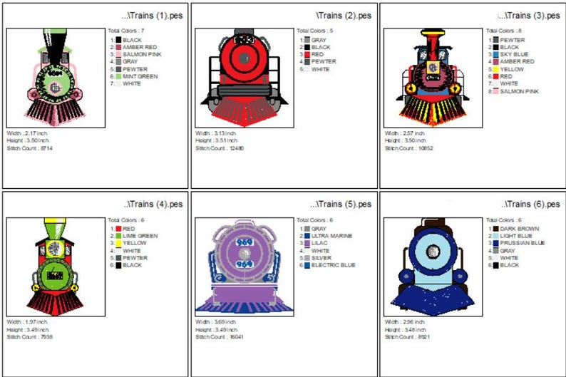 Train Front Railway Engine Digital Machine Embroidery Files Set of 9 ...