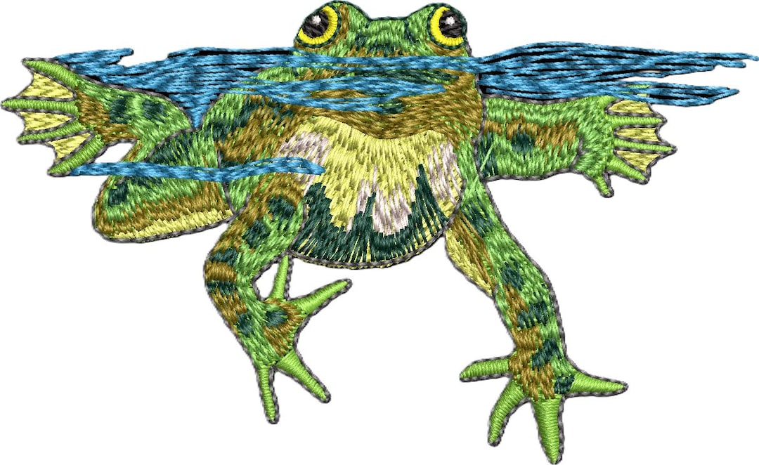 Frog Toad in Water Swimming Embroidery Machine Pattern Design File Fits ...