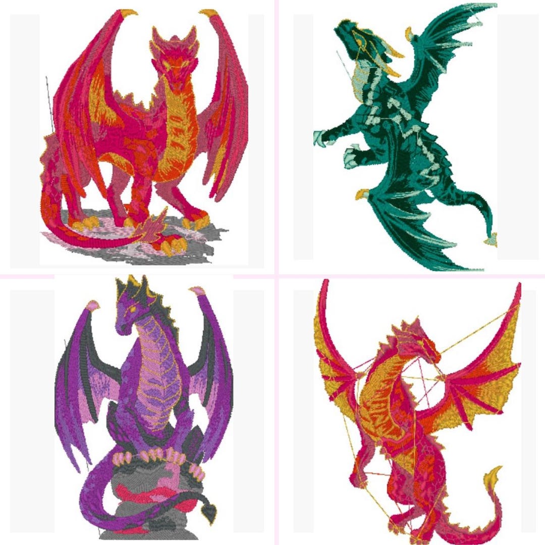 Dragons Magical Legendary Creatures Digital Machine Embroidery Files ...