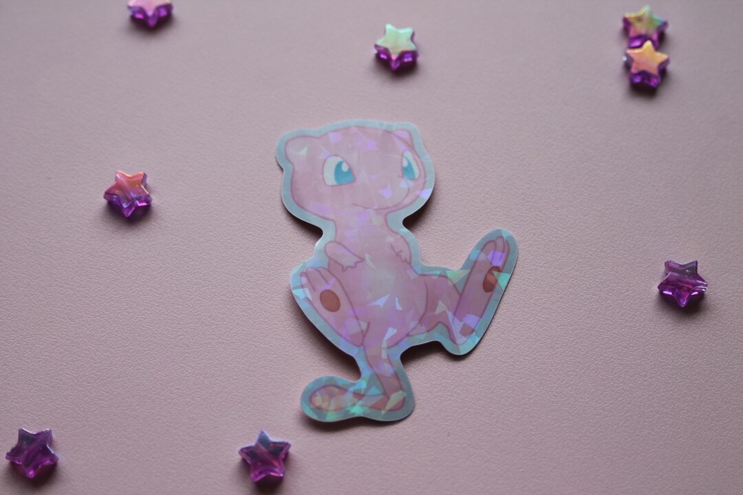 Mew Pokemon Holographic Vinyl Sticker - Etsy Australia