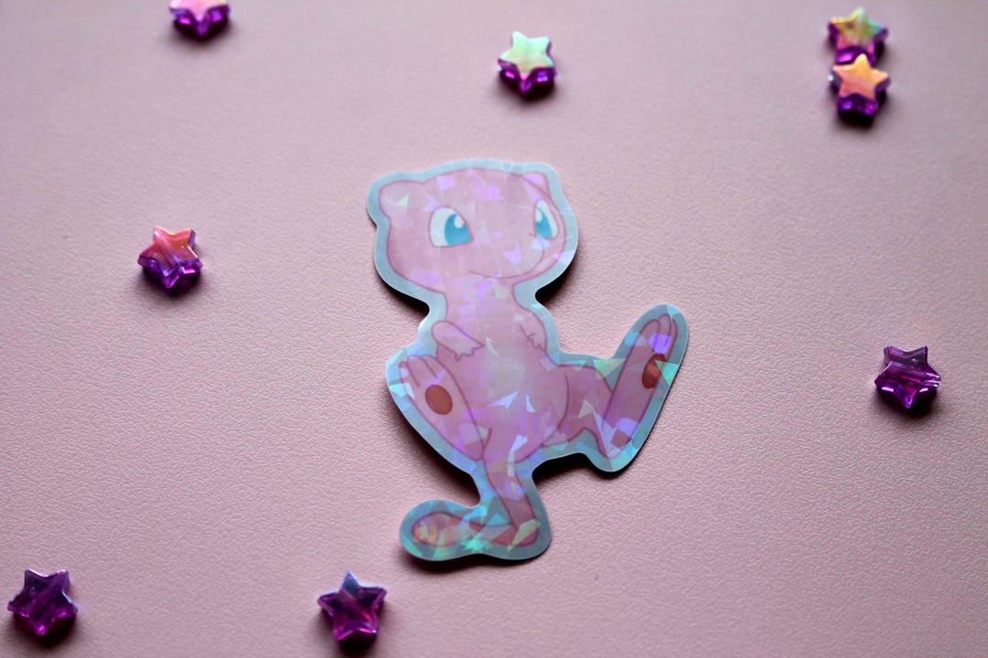 Mew Pokemon Holographic Vinyl Sticker - Etsy