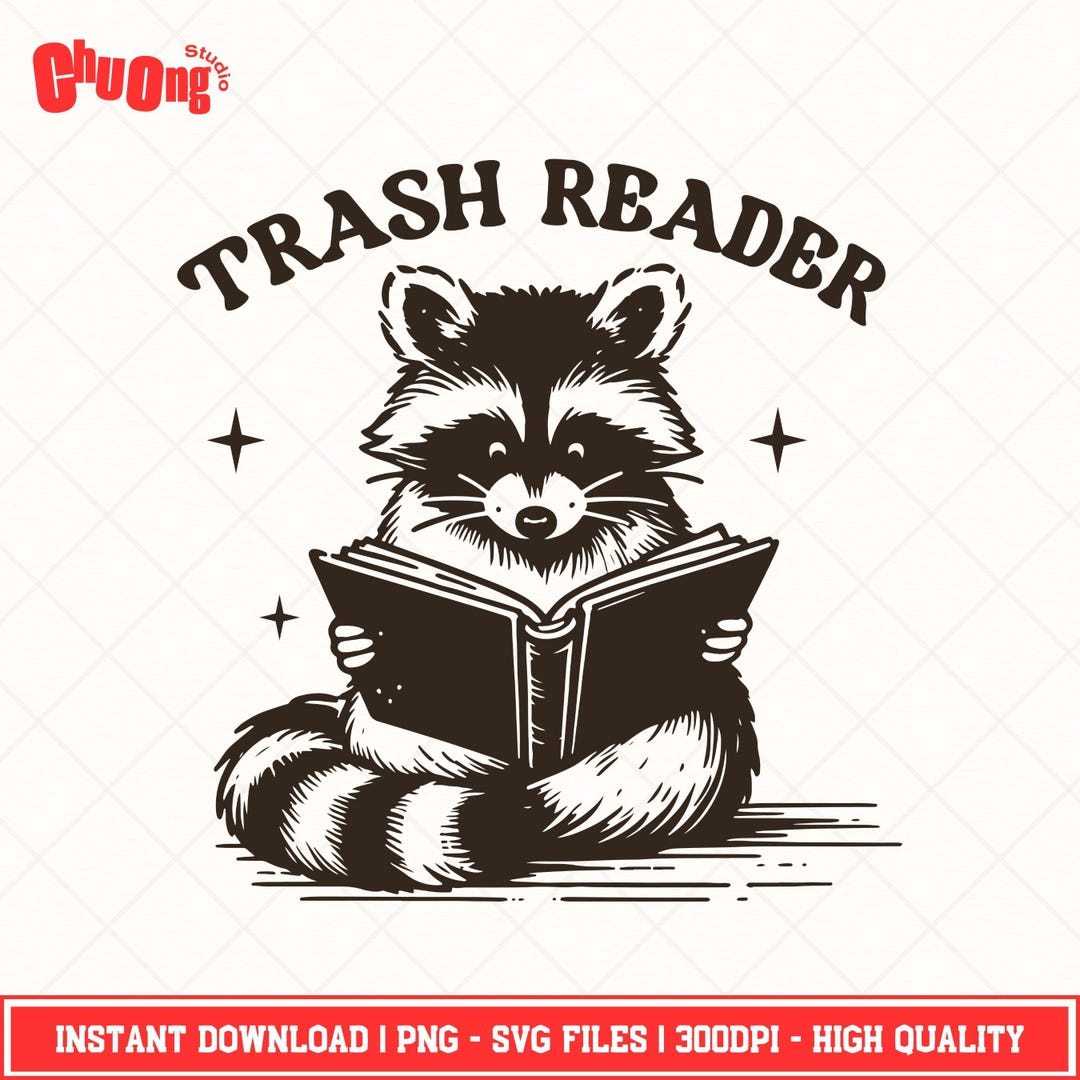 Trash Reader Raccoon SVG, Funny Teachers Read Raccoon Png, Trash Panda ...