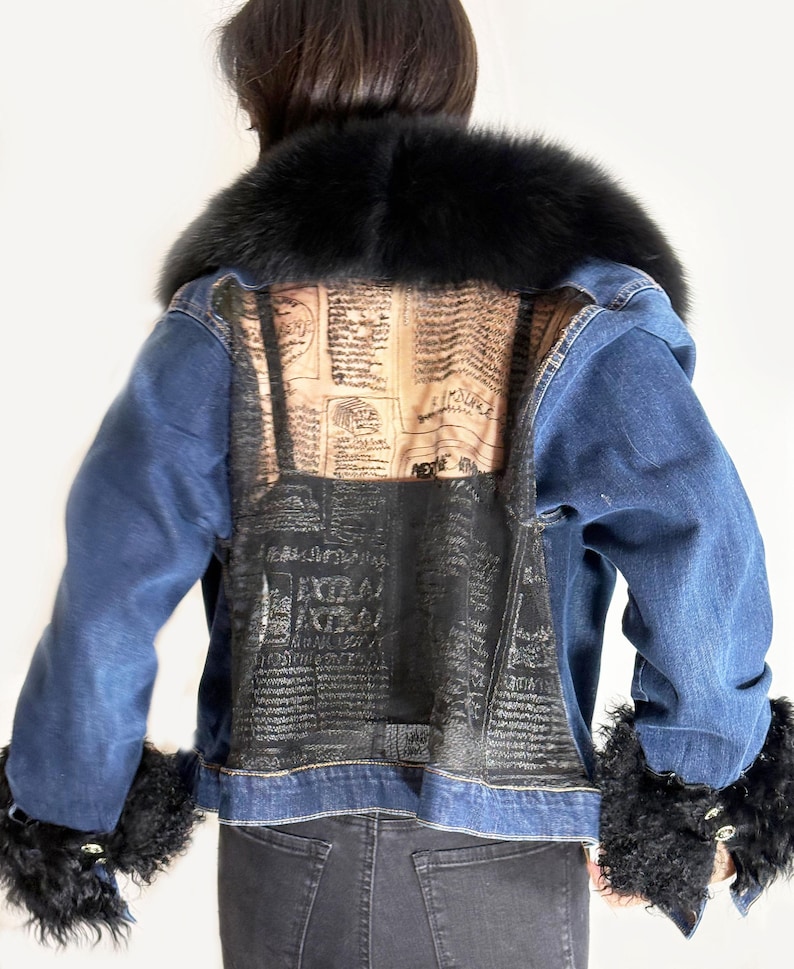 Unique Statement Piece, up Cycled Jeans Jacket With Back Mesh Insert ...