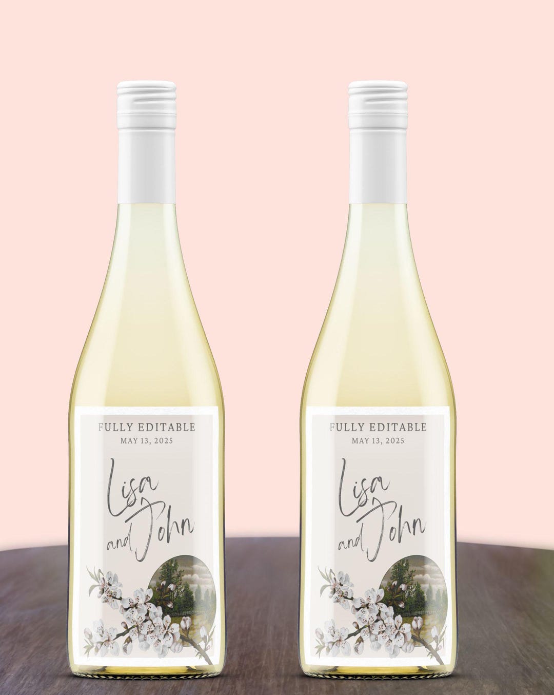 Custom Wine Label Template, Greenery Wine Labels Wedding, Editable Wine ...