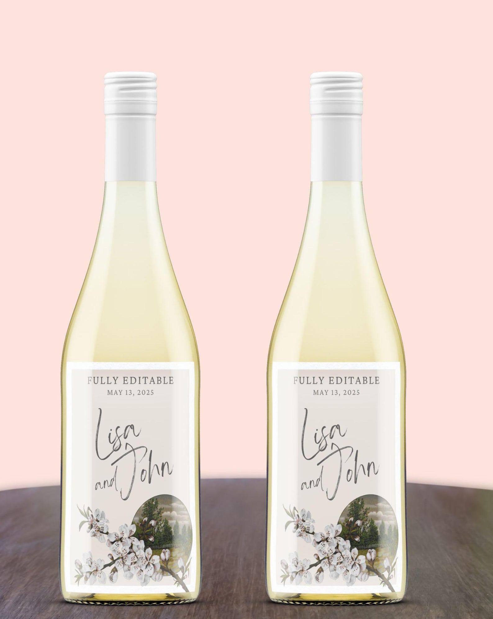 Custom Wine Label Template, Greenery Wine Labels Wedding, Editable Wine ...