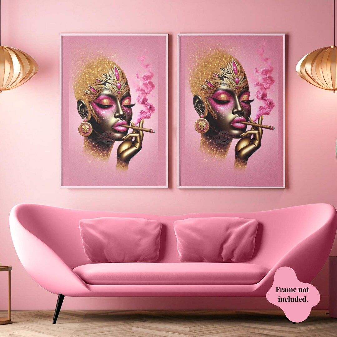 Marijuana Smoke Printable Art for Stoner, Queen Smoking Blunt Wall Art ...
