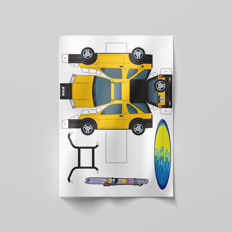 Printable Paper Car Craft Template, Cut Fold Vehicle Model, Kids ...