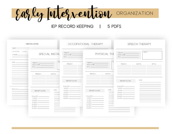 Early Intervention IEP Record Keeping Templates Complete Set | Etsy