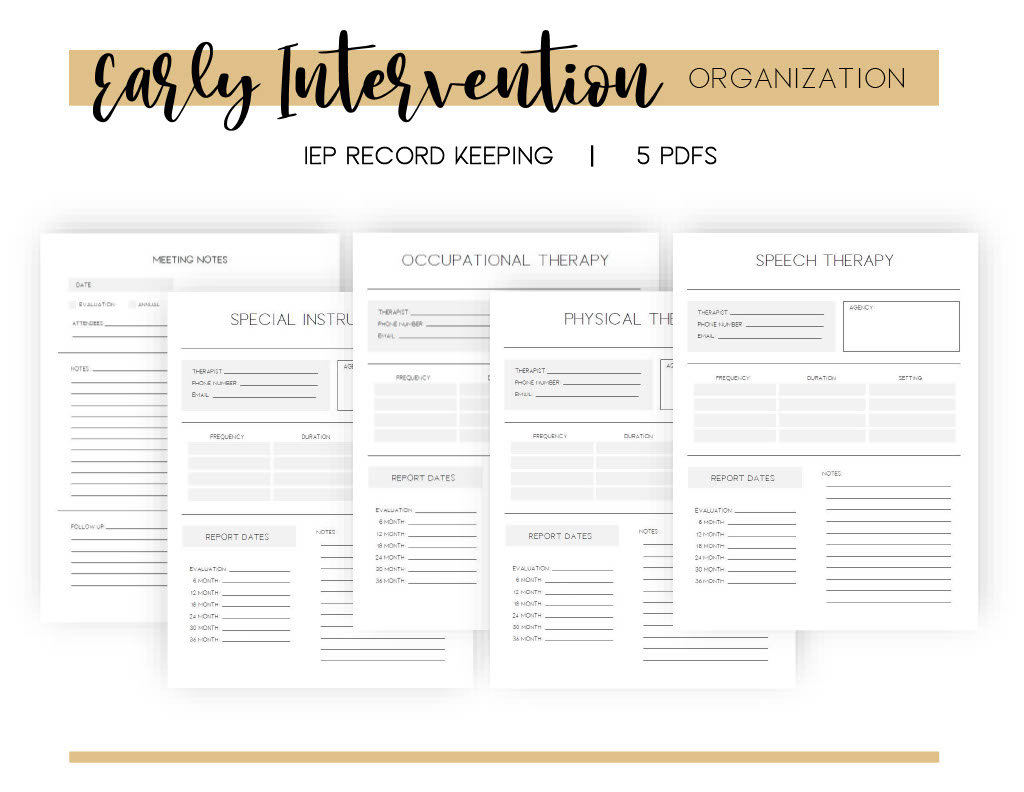 Early Intervention IEP Record Keeping Templates - Complete Set - Etsy