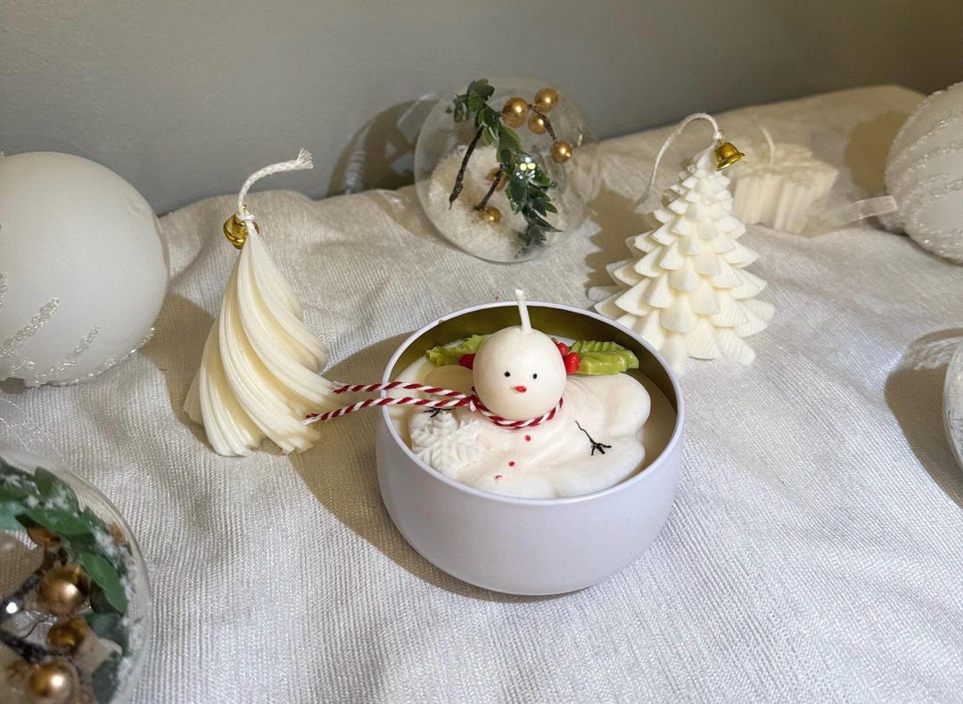 Melted Snowman Candle,8 Oz Candle Container, Scented Candle, Christmas ...