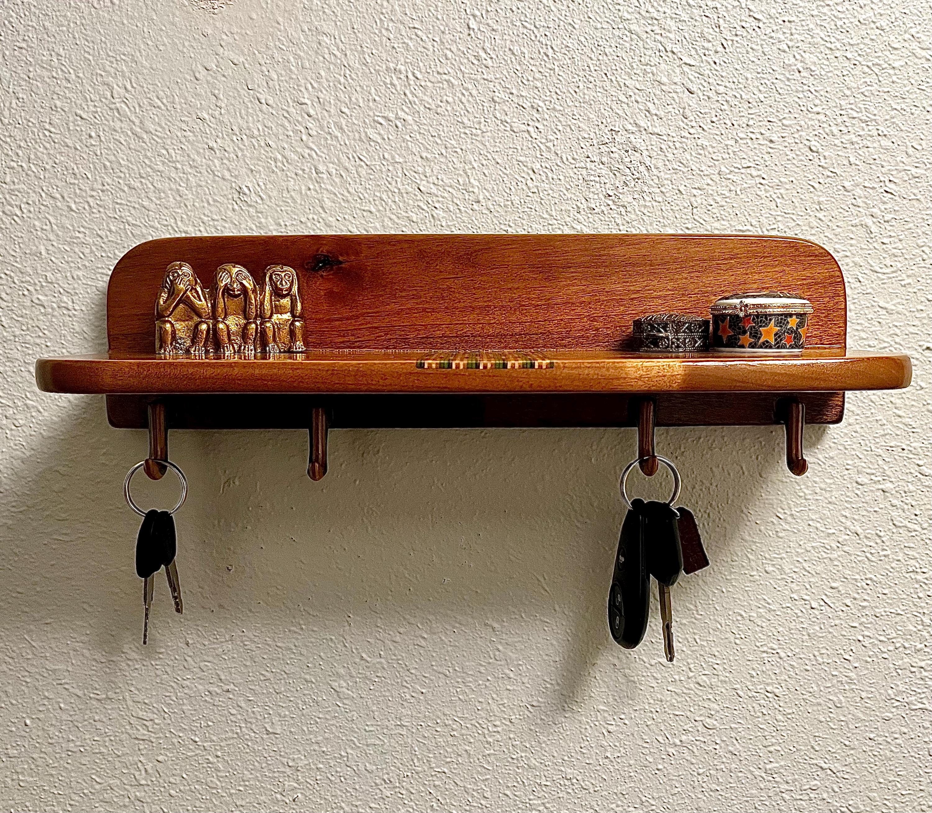 Entryway Key Shelf With Inlay & Custom Hooks - Etsy