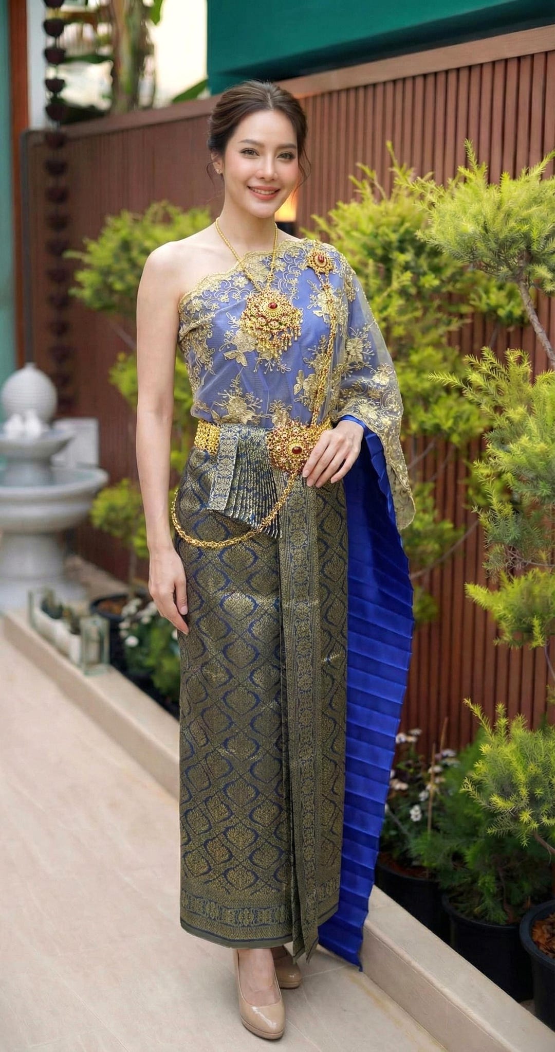 Thai Traditional Dress "sasima" Set With Lace Sabai Include or Exclude ...