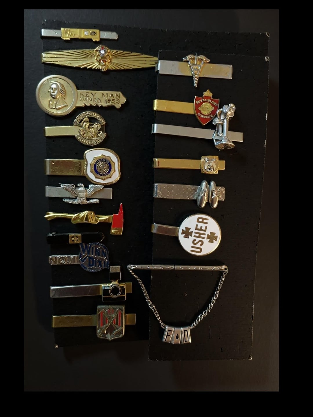 Vintage Tie Bars Tie Clips: 50s-60s Mens Jewelry Logos Insignias ...