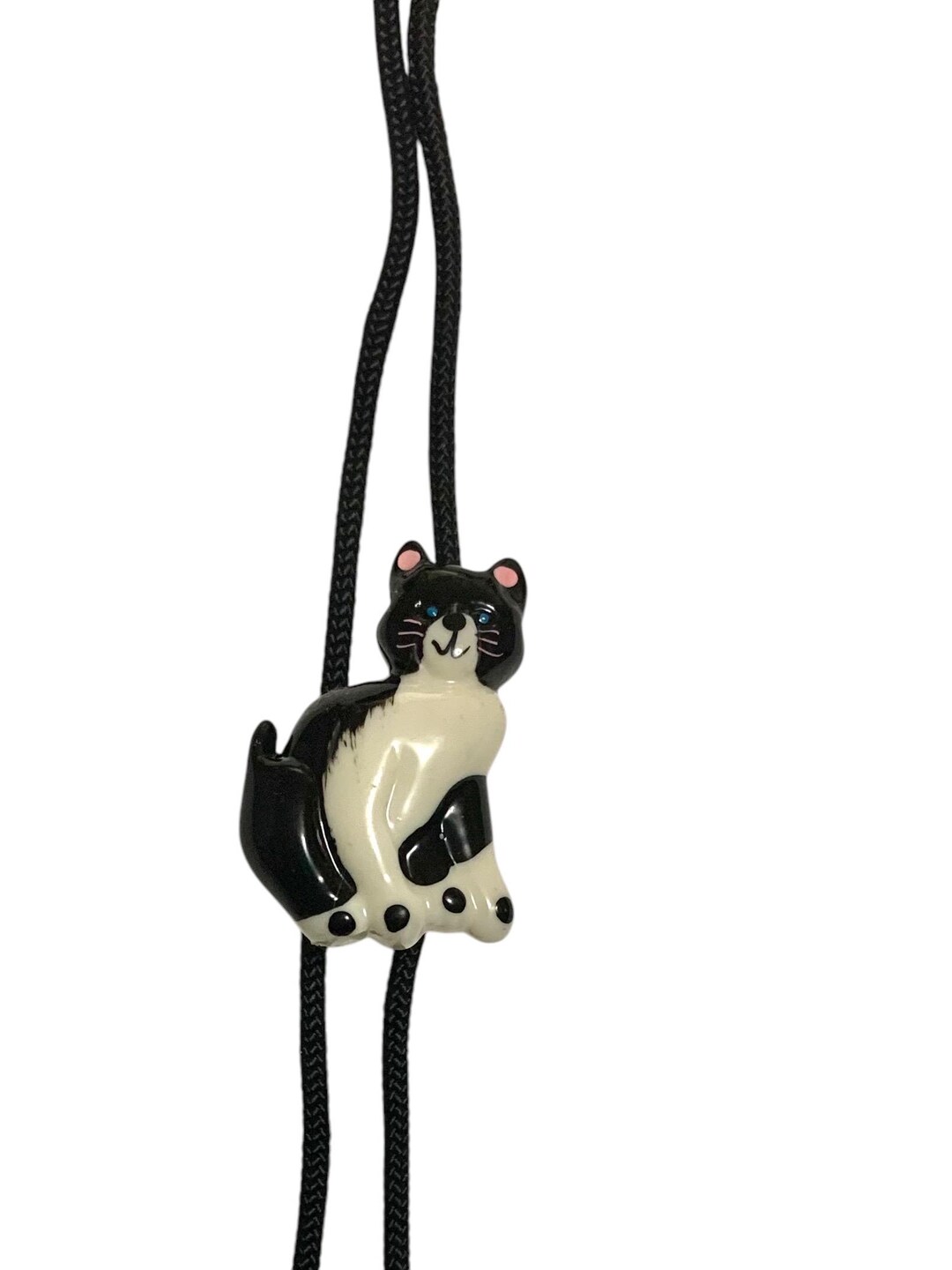 Cat Bolo Tie Classic String Necktie Sitting Pretty Kitty Black White ...