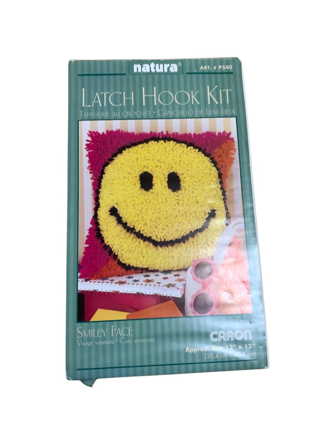 Vintage Smiley Face Latch Hook Kit Natura 12" X 12" Unworked Rare Find ...