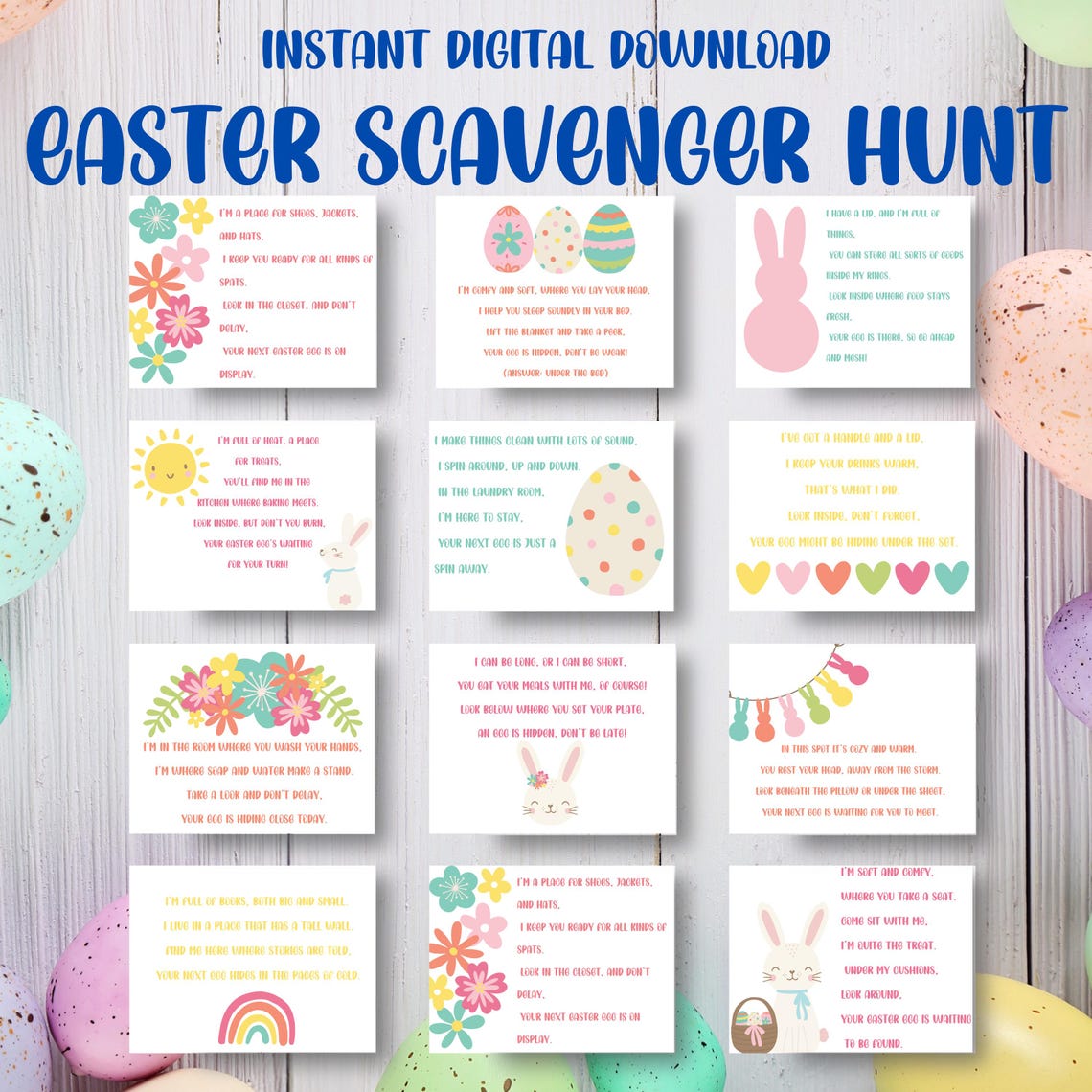 Easter Scavenger Hunt for Kids | Printable Easter Egg Hunt | Indoor ...