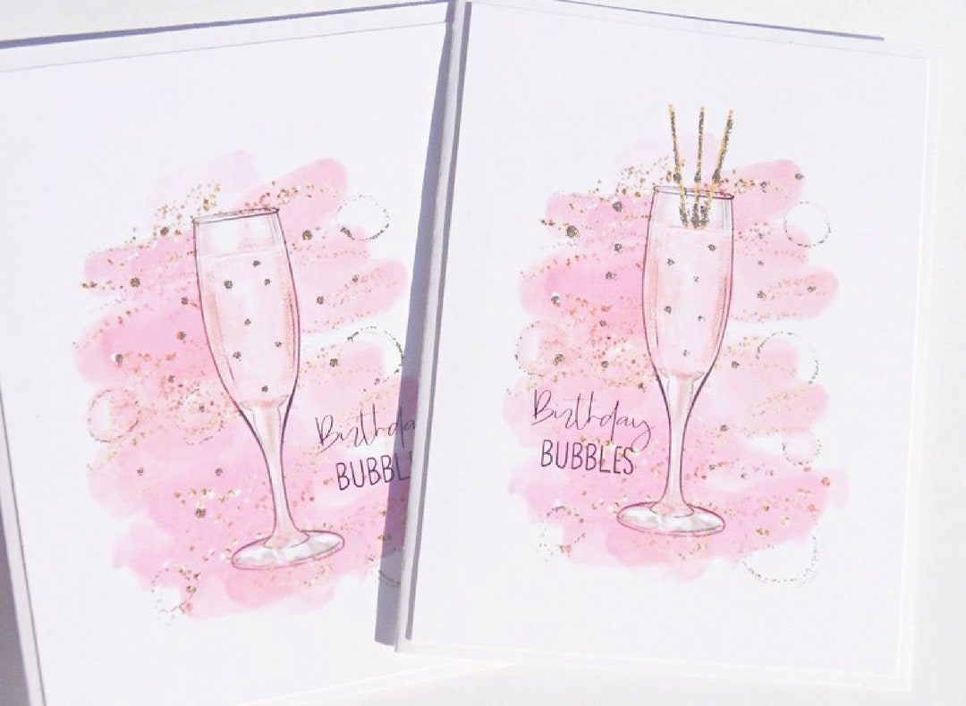 Champagne Birthday Card, Cocktail Card, Wife Birthday Card, Champagne ...