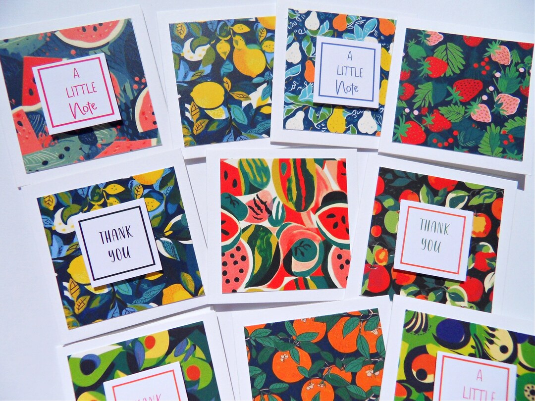 Mini Citrus Gift Cards 10 Small Square Cards 2.5 X 2.5 Mini Cards Fruit ...