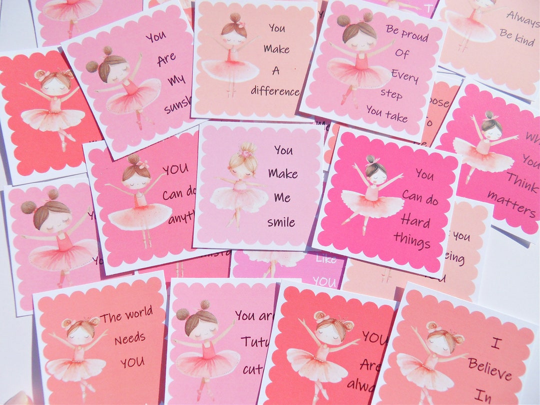 Small Ballerina Encouragement Cards, 24 Affirmation Cards, Compliment ...