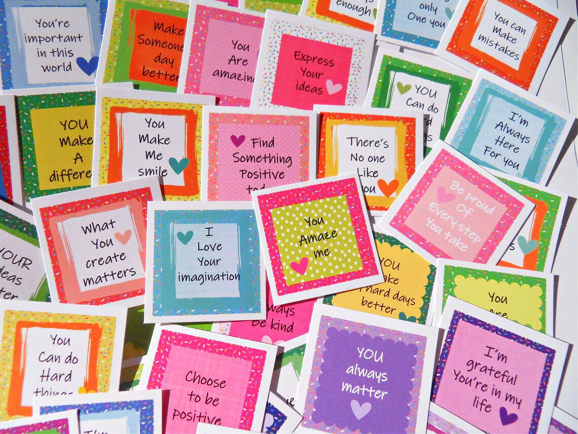 Mini Encouragement Cards, 45 Affirmation Cards, Birthday Loot Bags ...