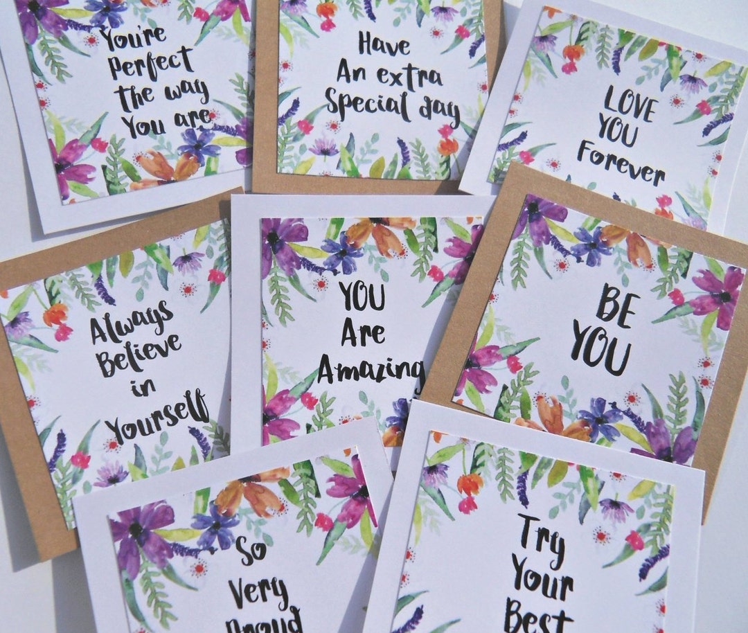 Mini Positivity Cards, 8 Lunch Note Cards, Affirmation Cards ...