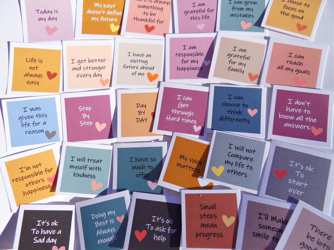 30 Mini Positivity Affirmation Cards, Mini Encouragement Cards ...